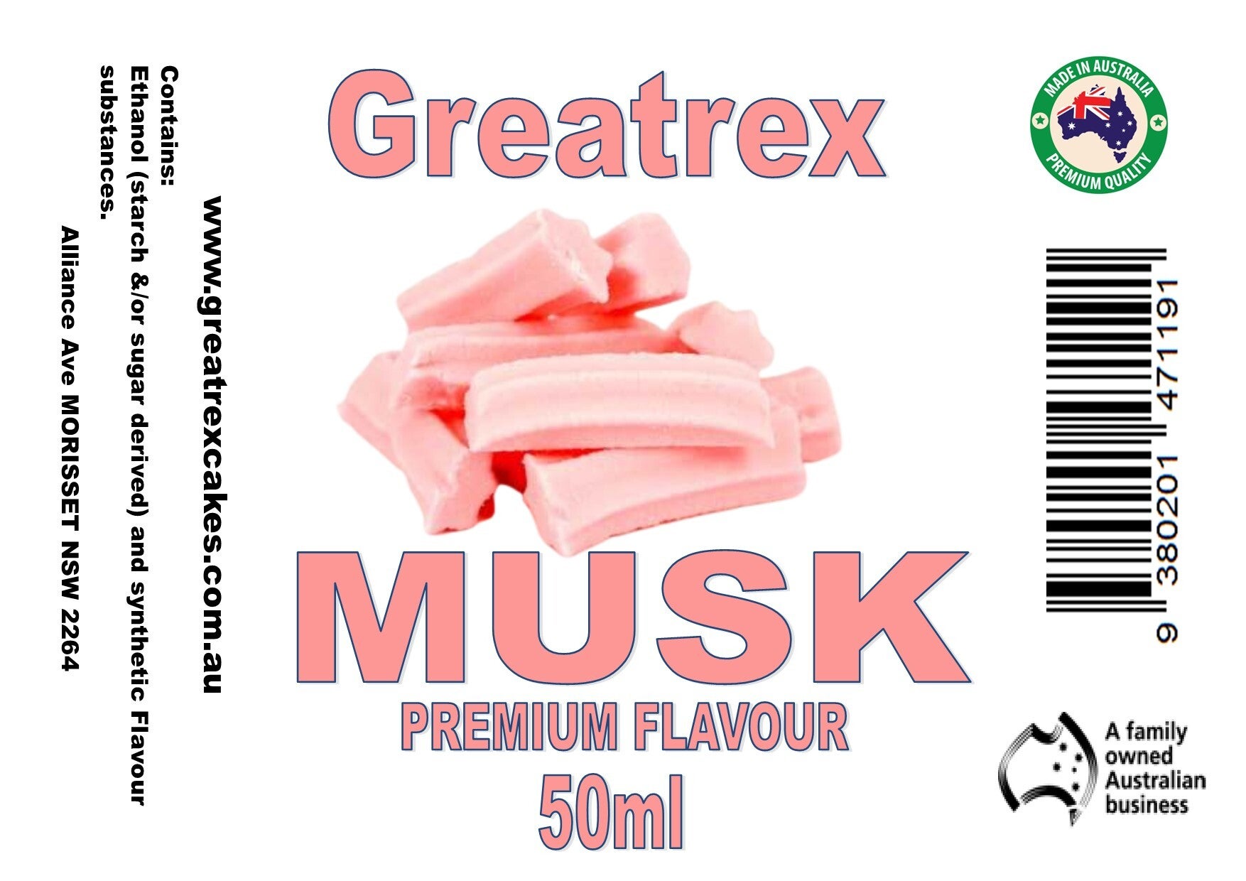 Greatrex Premium Musk Flavour 50ml | Greatrex Cake Decorating Supplies